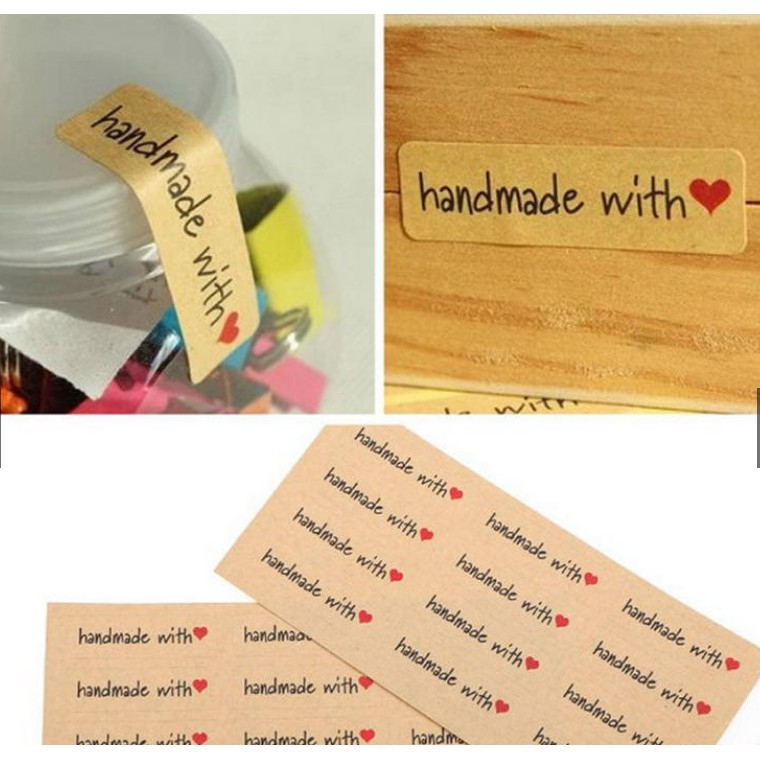 Jual HM012 Sticker Label Segel Kemasan Botol Kraft Handmade With Love ...