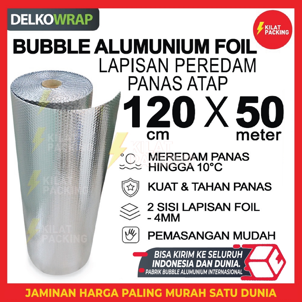 Jual Peredam Panas Atap Bubble insulation Foil 120cm x 50meter - Tebal ...