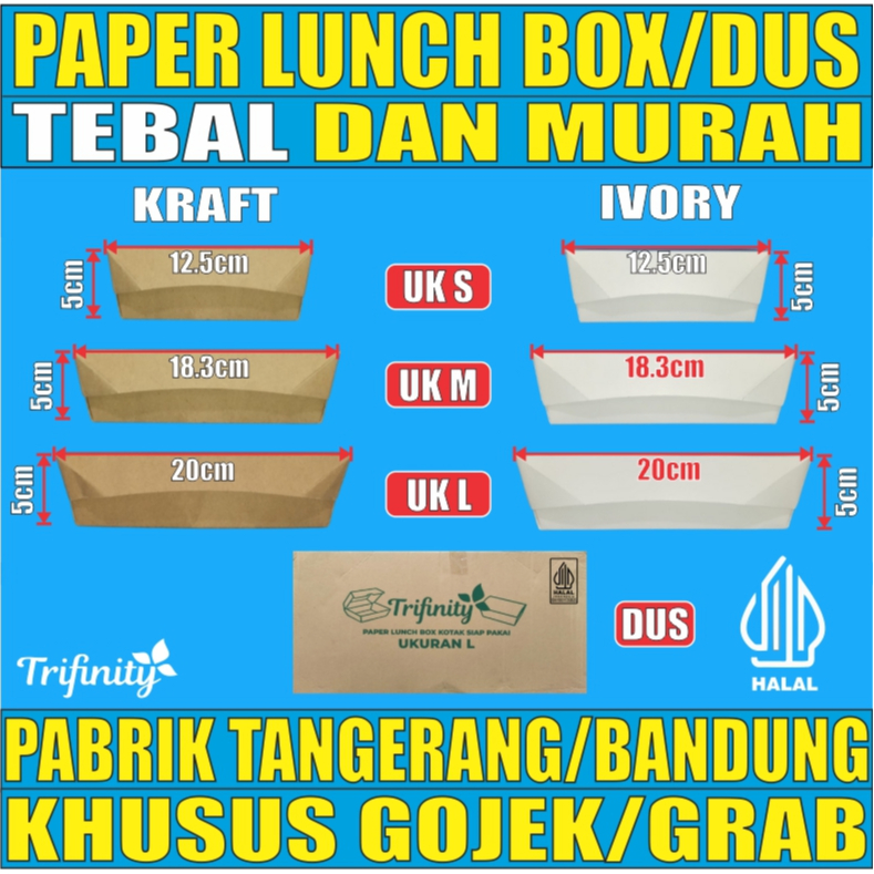 Jual Paper Lunch Box HALAL Tebal Kraft Coklat n Ivory Putih Food Tray ...