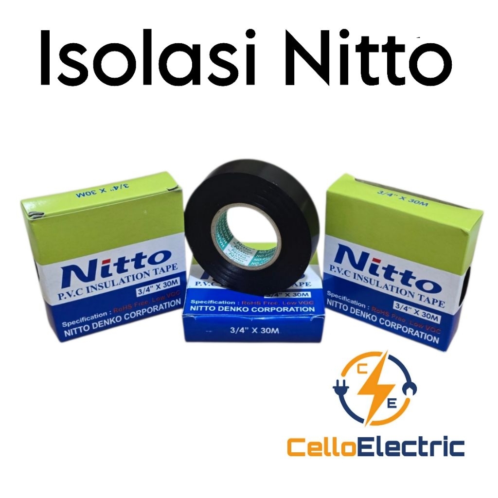 Jual Isolasi Nitto Hitam 30m / Solasi Listrik Nitto Original / Isolasi ...