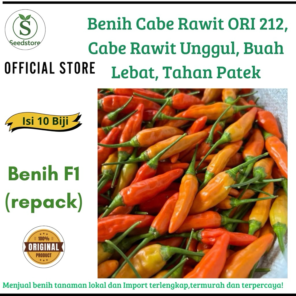 Jual isi 10 Biji - Benih Cabe Rawit ORI 212, cabe rawit unggul, buah ...
