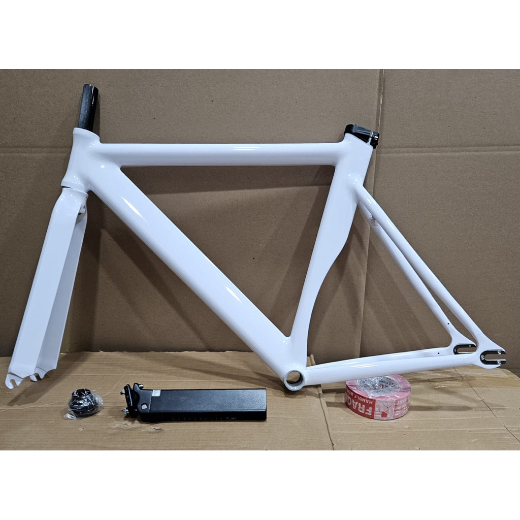Jual Frameset Fixie Aero Warna Putih polos Bahan Aluminum Alloy ...