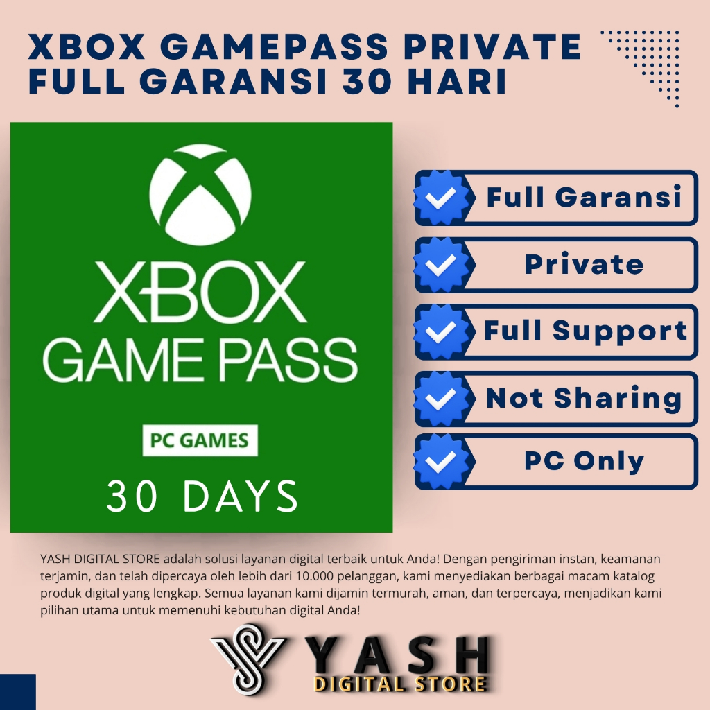 Jual XBOX GAME PASS PRIVATE UNTUK PC TERMURAH FULL GARANSI 30 HARI ...