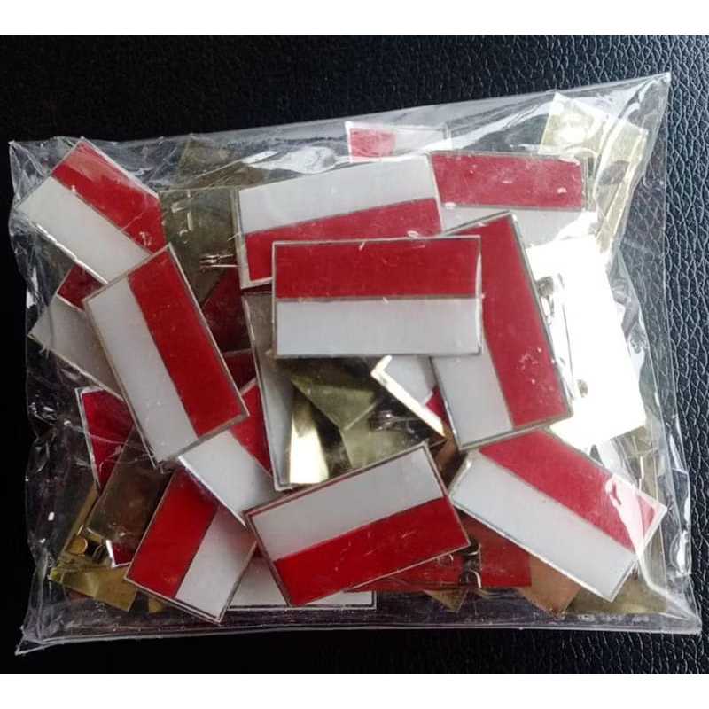 Jual Pin Merah Putih peniti Ukuran 2x3 CM ( Isi 100) / Pin Bendera ...