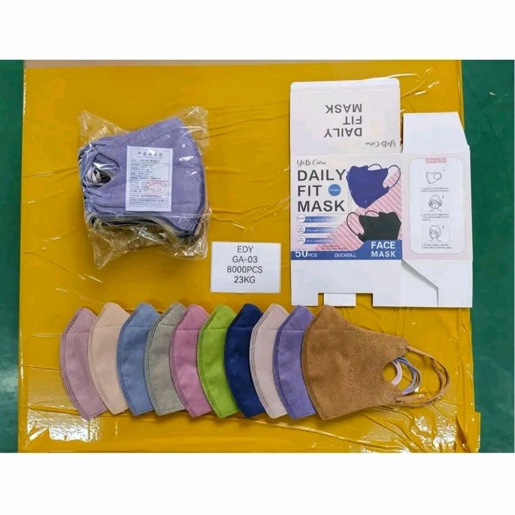 Jual MASKER DUCKBILL Y&B MIX WARNA ISI 50 PCS/MASKER DUCKBILL Y&B/MASKER DUCKBILL Y&B WARNA ...