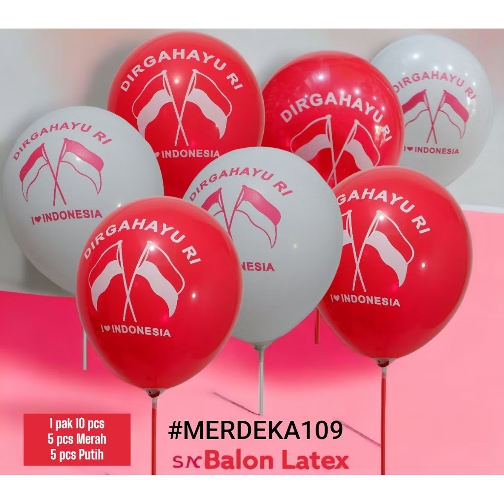 Jual Balon Latex Merah Putih Balon Karet Tiup Hiasan Dekorasi Hut ...