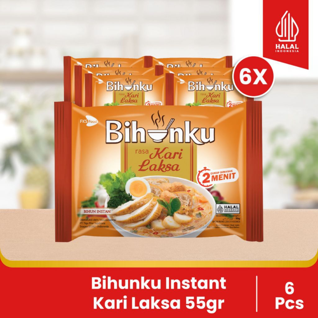 Jual Bihunku Instan - Kari Laksa - 1 Karton - 40 Pcs - 55gr | Shopee ...