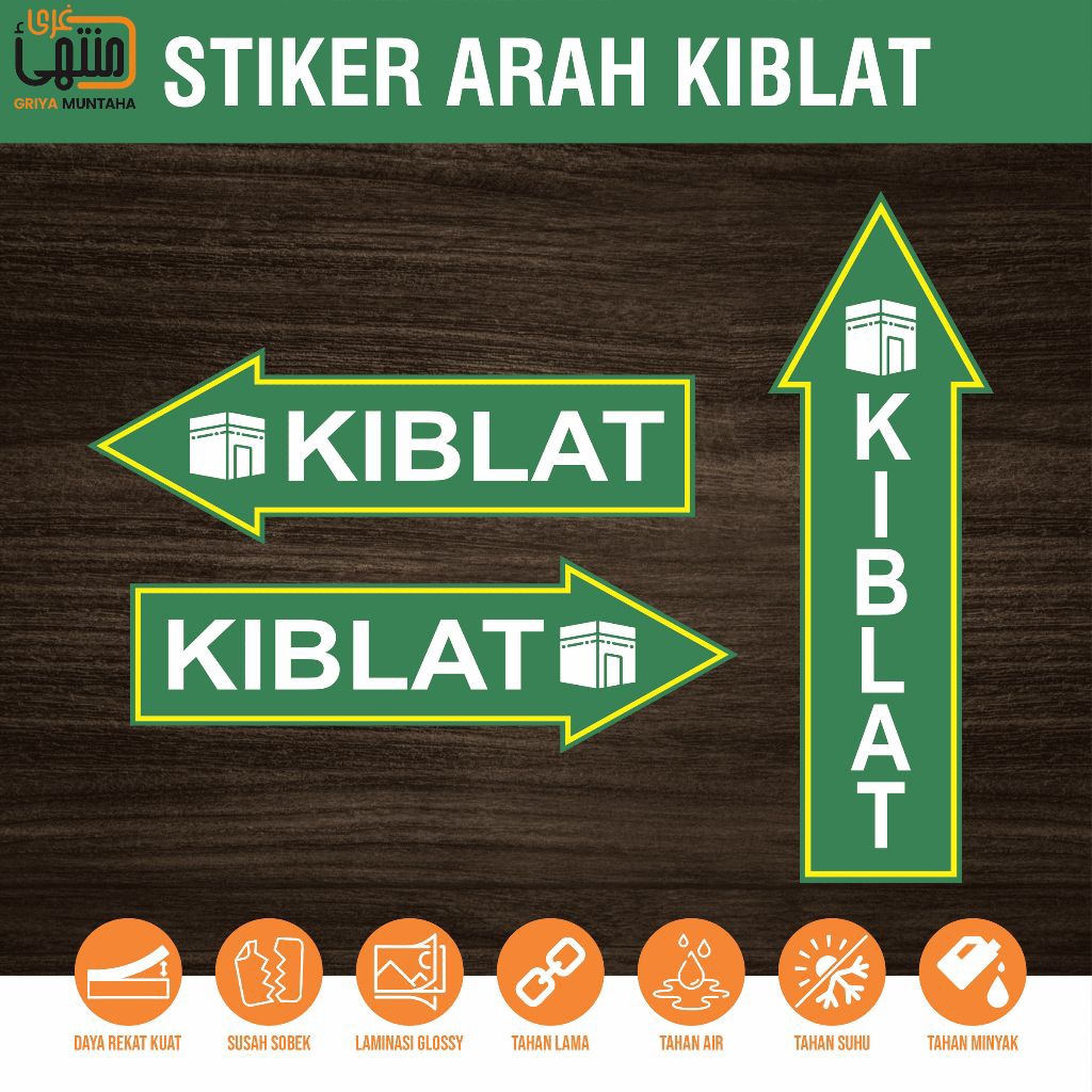 Jual Stiker Kiblat Vinyl Anti Air Laminasi Glossy Bisa Custom | Shopee ...