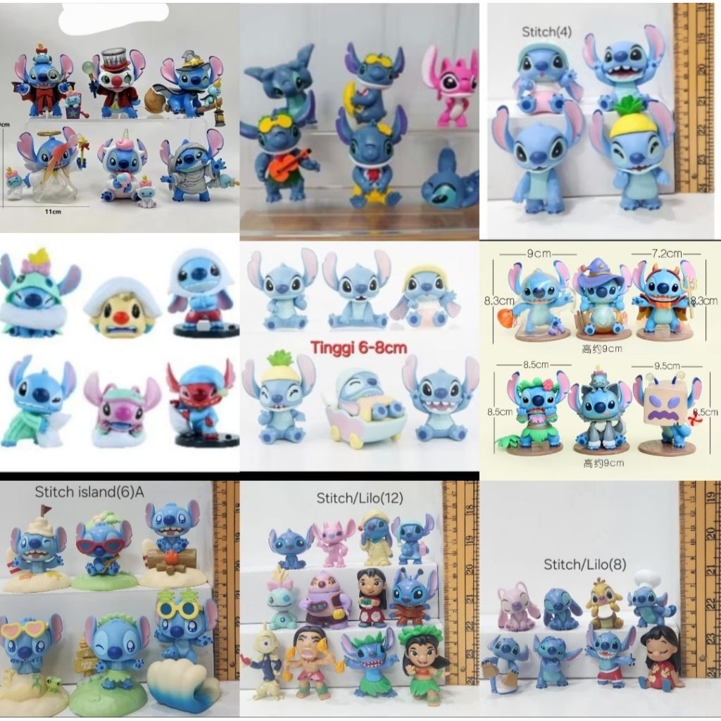 Jual stitch figure set 4 / 6 / 8 / 12 mainan pajangan topper | Shopee ...