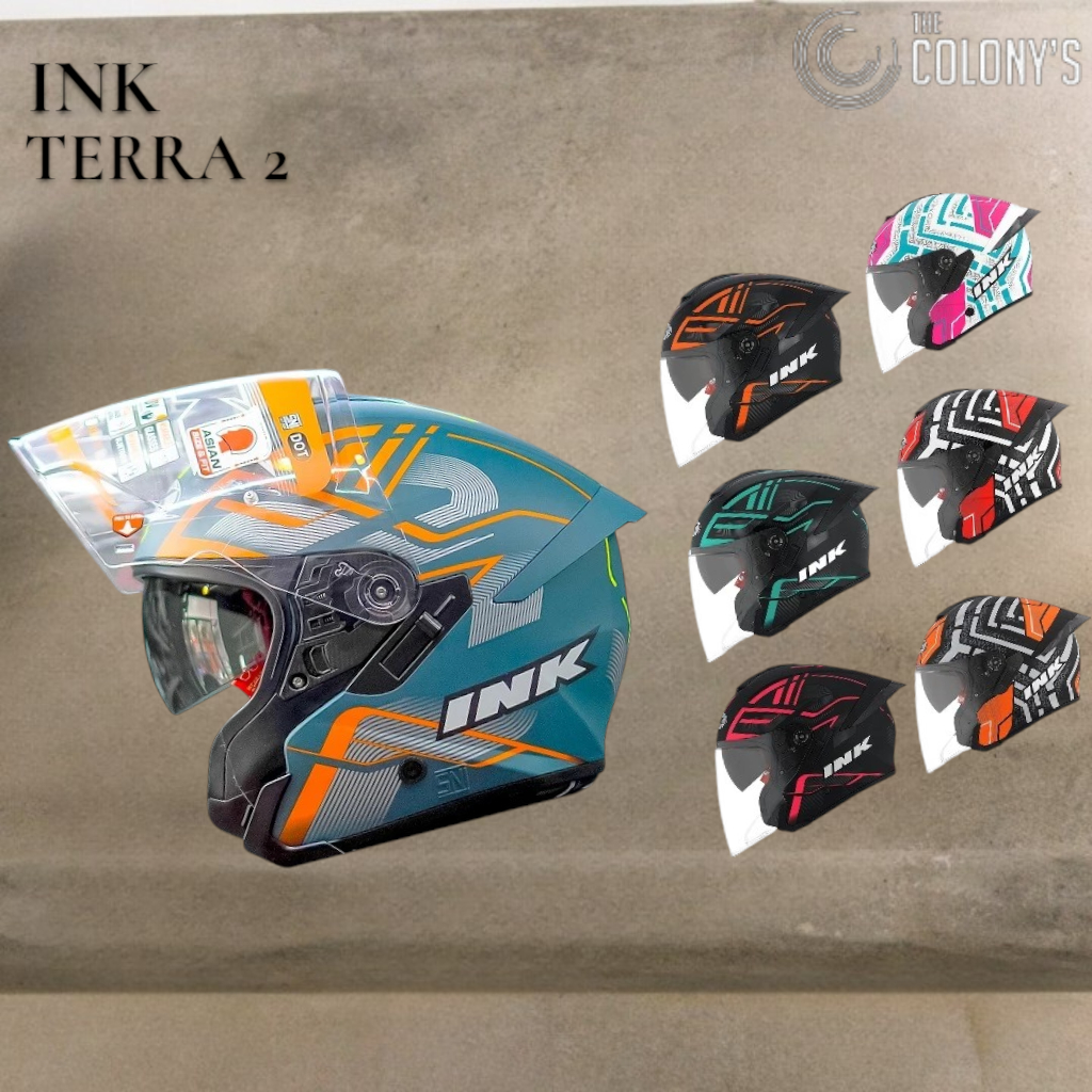 Jual INK TERRA 2 MOTIF DOUBLE VISOR FREE SPOILER 3D - Helm ink terra2 ...