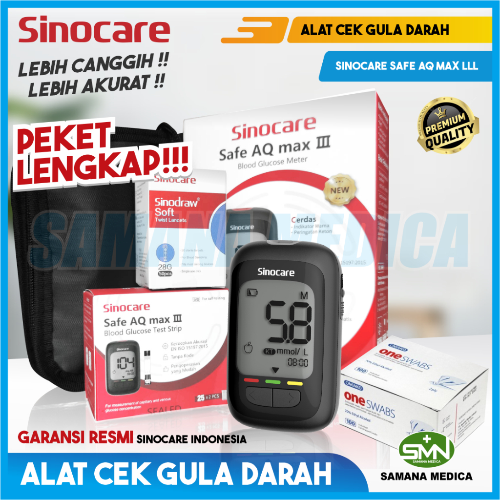 Jual PAKET Alat Tes Darah Gula Darah / Glucosa / Diabetes, SINOCARE ...