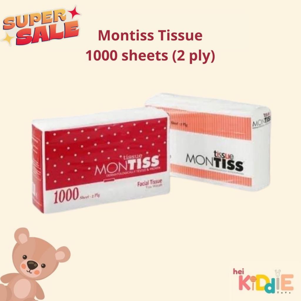 Jual Montiss Facial Tissue 1000 sheets / 1000 sheets+ bonus 100 sheets ...
