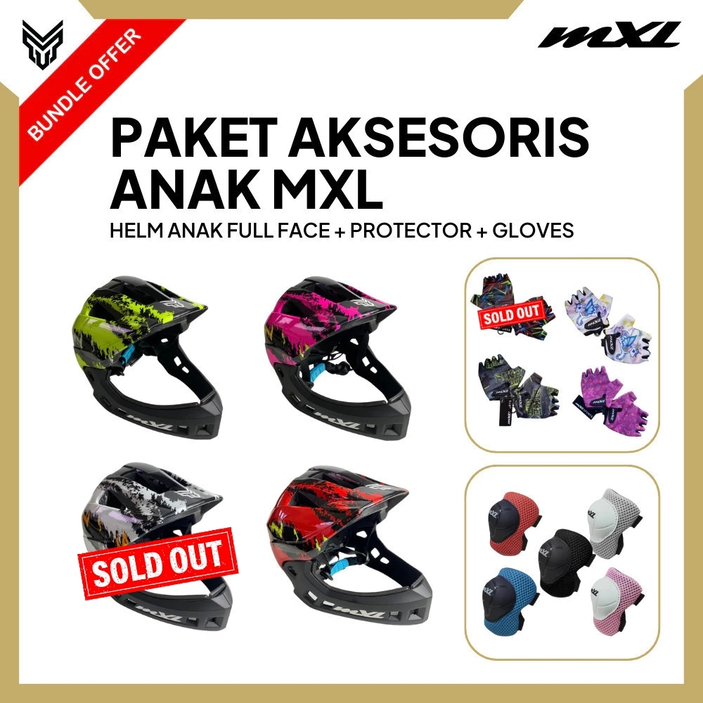 Jual PAKET BUNDLING AKSESORIS ANAK HELM FULLFACE BIKE 2in1 KIDS HELMET ...