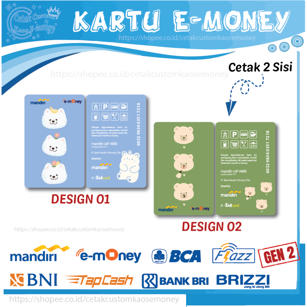 Jual KARTU EMONEY ETOLL KUMPULAN GAMBAR BERUANG BEAR MANDIRI EMONEY BNI ...