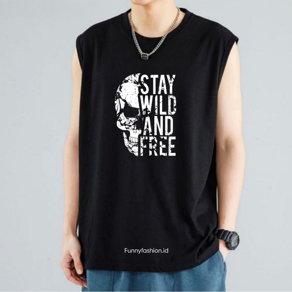Jual Funnyfashion Singlet Pria Stay Wild And Free - Singlet Pria Distro ...