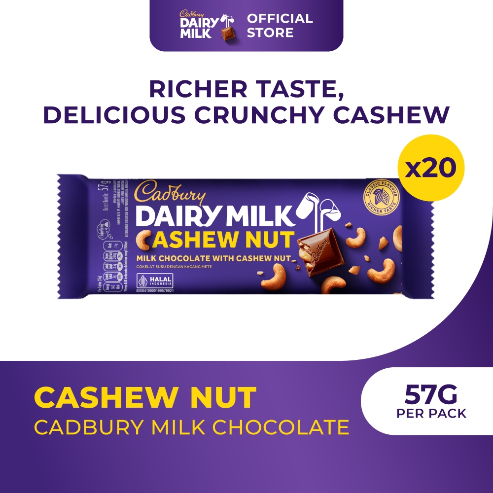 Jual [PAKET HEMAT] 20pc Cadbury Coklat Cashew Nut Regular 57g | Camilan ...