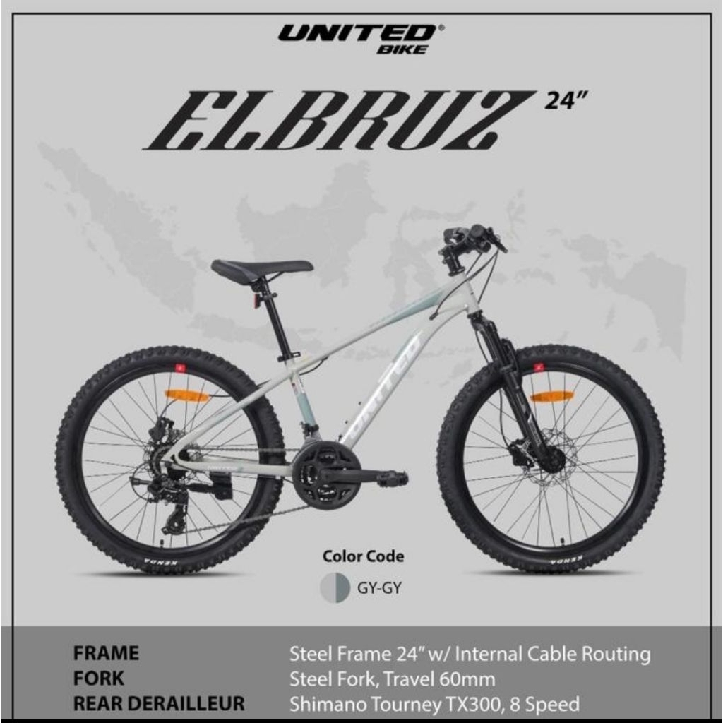 Jual Sepeda Gunung/MTB UNITED Elbruz 24Inch 3X8SPEED | Shopee Indonesia