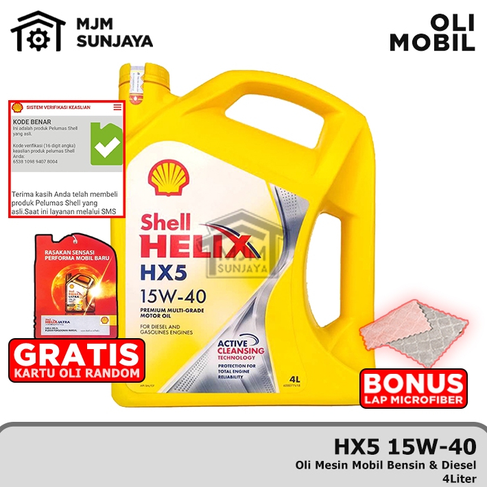 Jual [BARCODE] Oli Mesin Shell Helix HX5 SAE 15W-40 4 Liter SCAN Bensin Solar Diesel 4Liter ...