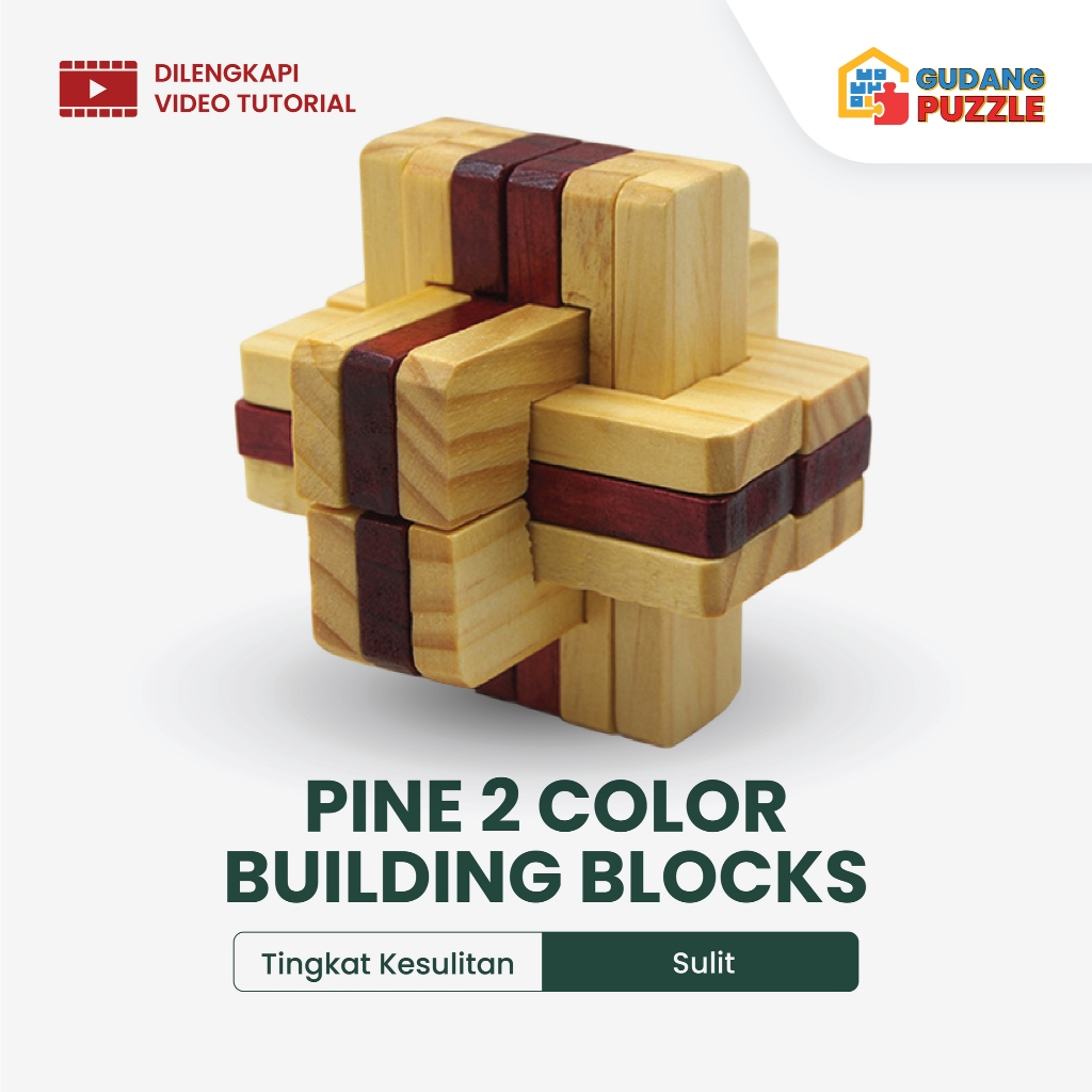 Jual Puzzle Kayu Kongming Lock Pine Two Color Building Blocks Puzzle ...