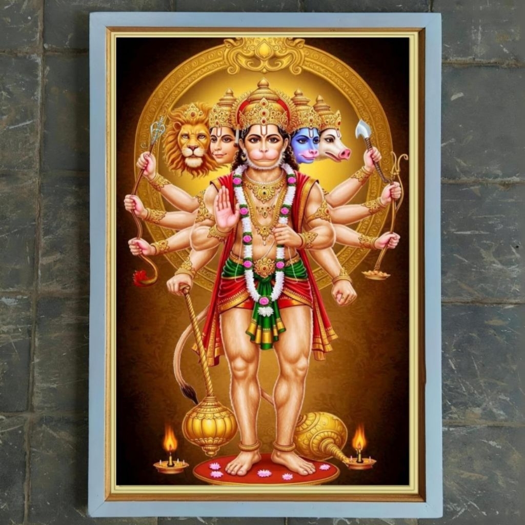 Jual hiasan dinding lukisan cetak dewa Hanoman Hanuman plus figura ...