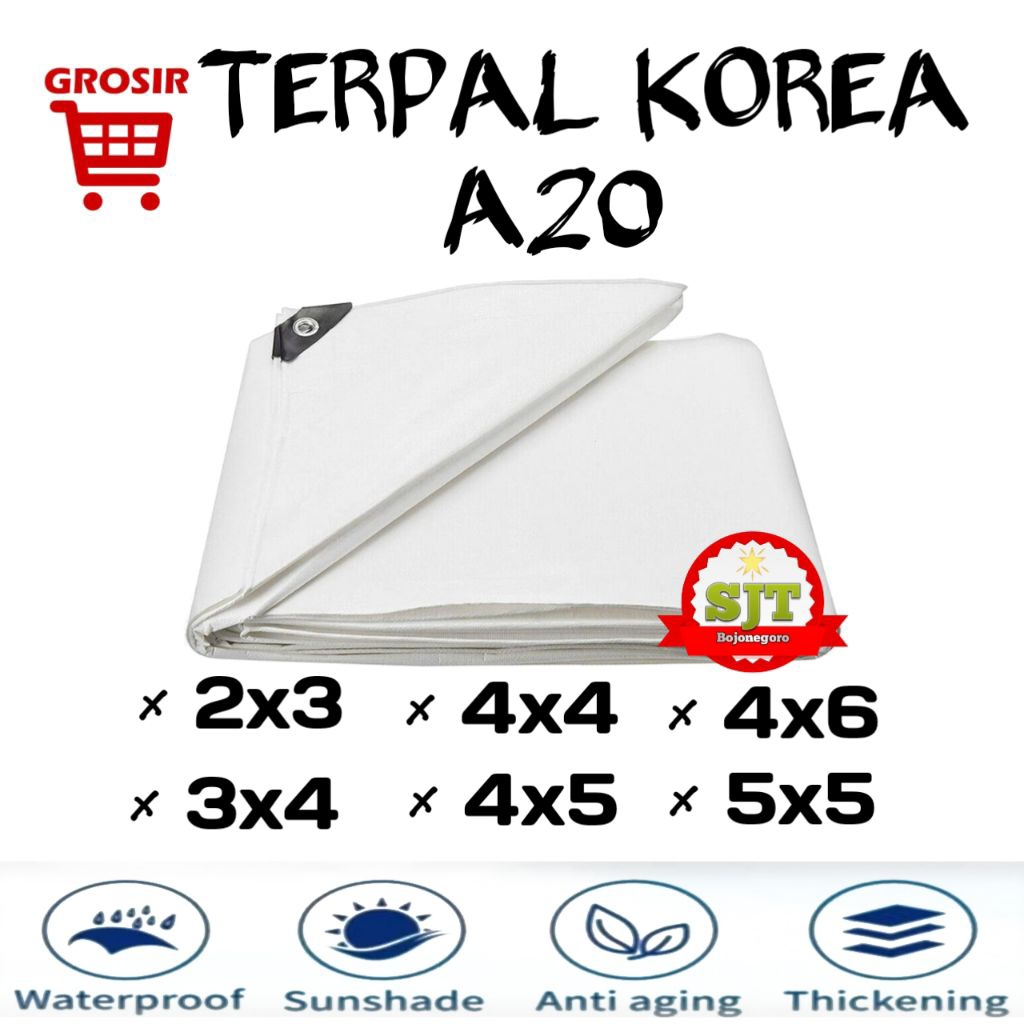 Jual Terpal A20 korean Putih White waterproof Ukuran 2x3 3x4 4x4 4x5 ...