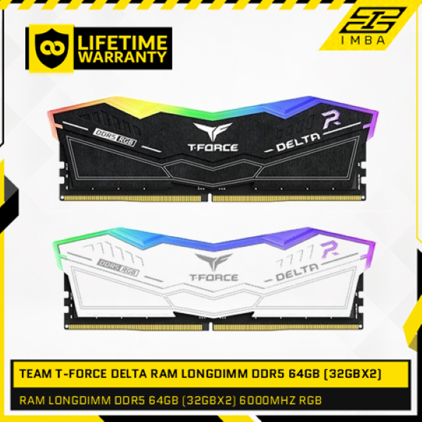 Jual TEAM T-FORCE DELTA RAM LONGDIMM DDR5 64GB (32GBX2) 6000MHZ RGB ...