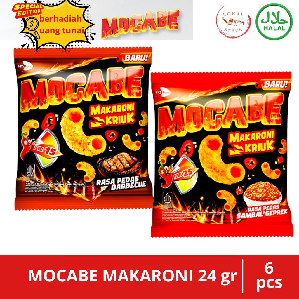 Jual Mocabe - Makaroni Kriuk Rasa Sambal Geprek & Pedas Barbeque ...
