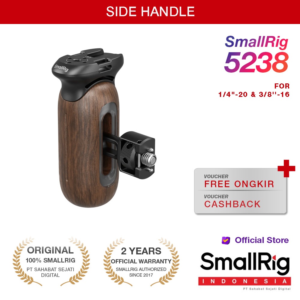 Jual SmallRig Wooden Side Handle with 1/4"-20 & 3/8''-16 ARRI Locating ...