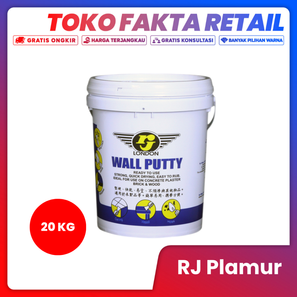 Jual Dempul RJ Plamur Wall Putty Dempul Tembok Plamir 25 kg | Shopee ...