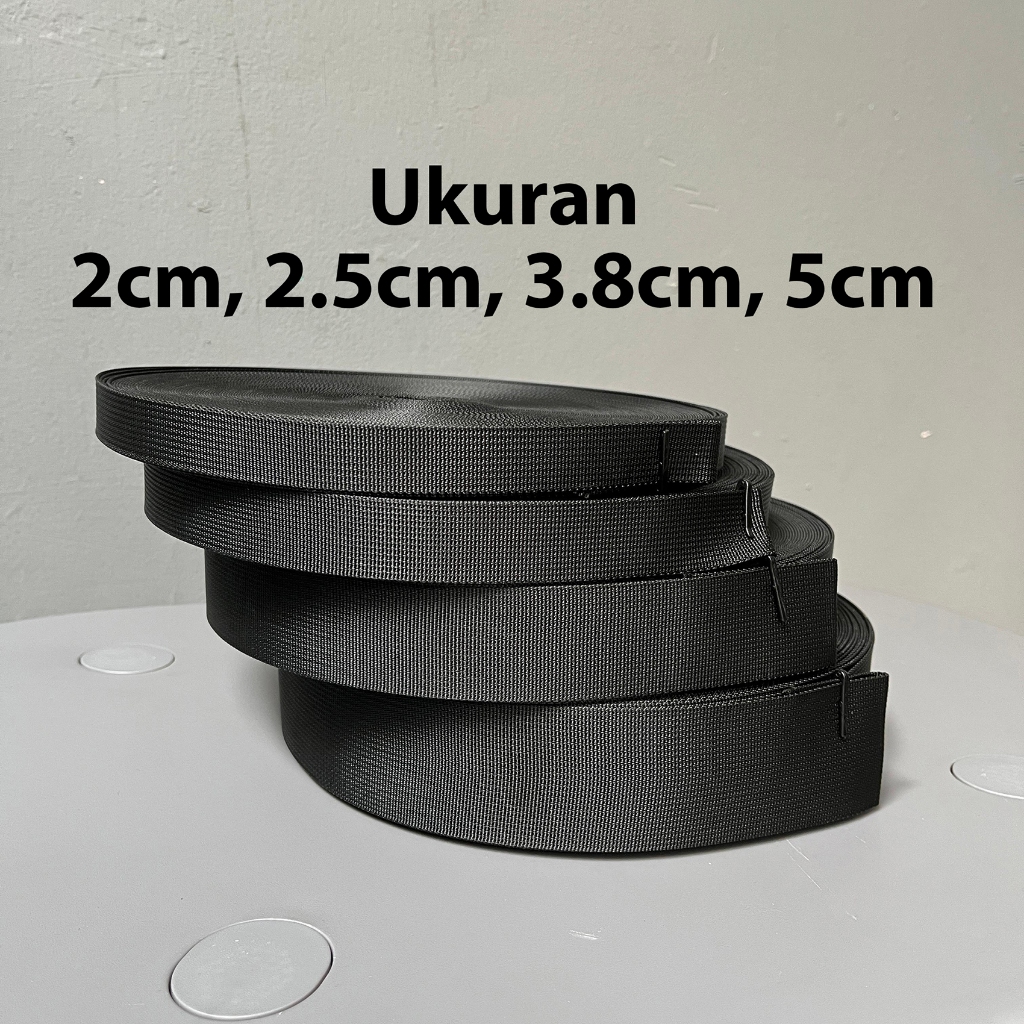 Jual Webbing Nylon Tali Ransel Warna Hitam Per METER. Ketebalan 1mm ...