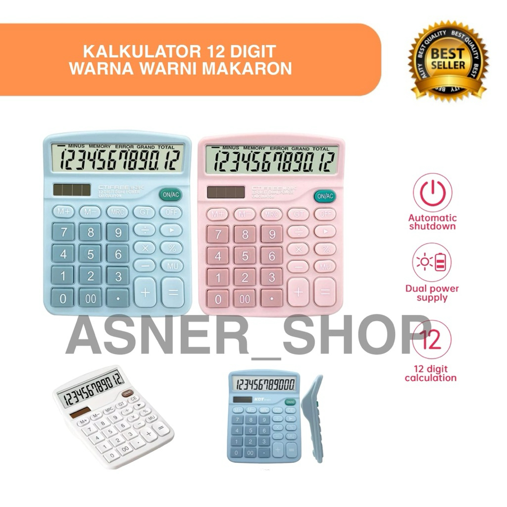 Jual ( KM ) Calculator Macaron Layar Digital 2 Power Tenaga Surya Tanpa ...