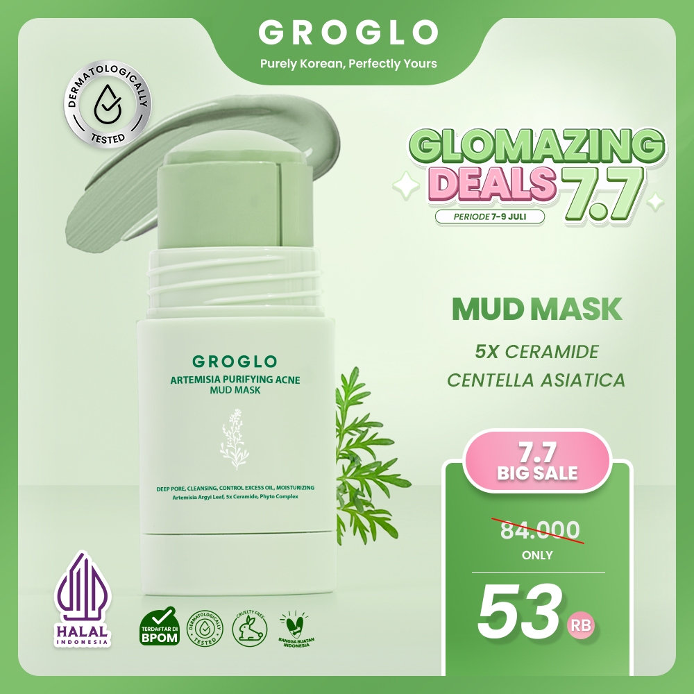 Jual GROGLO Artemisia Purifying Acne Mud Mask 25gr Acne Spot 2in1 lebih ...