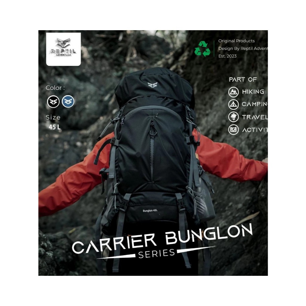 Jual Tas gunung carrier Reptil Bunglon 45L | Raincover | Original ...