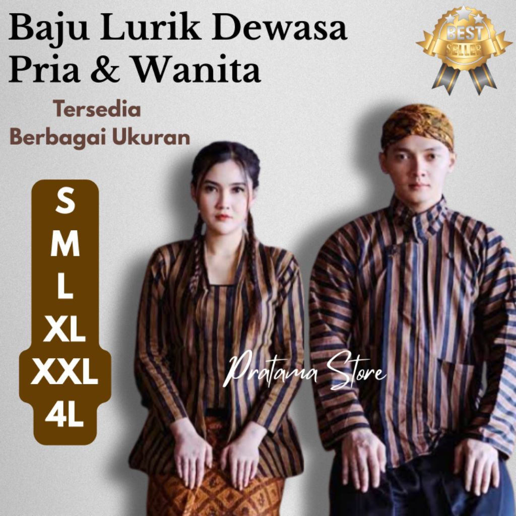Jual Ready Siap Kirim!!! Baju Adat Jawa Lurik Dewasa Pria Baju Lurik Adat Jawa Dewasa Wanita ...