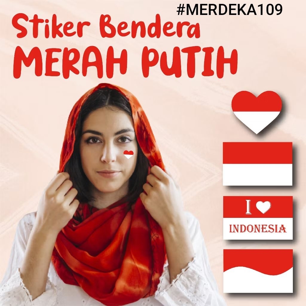 Jual Stiker Merah Putih Tempelan Pipi Sticker muka Bendera Merah Putih ...
