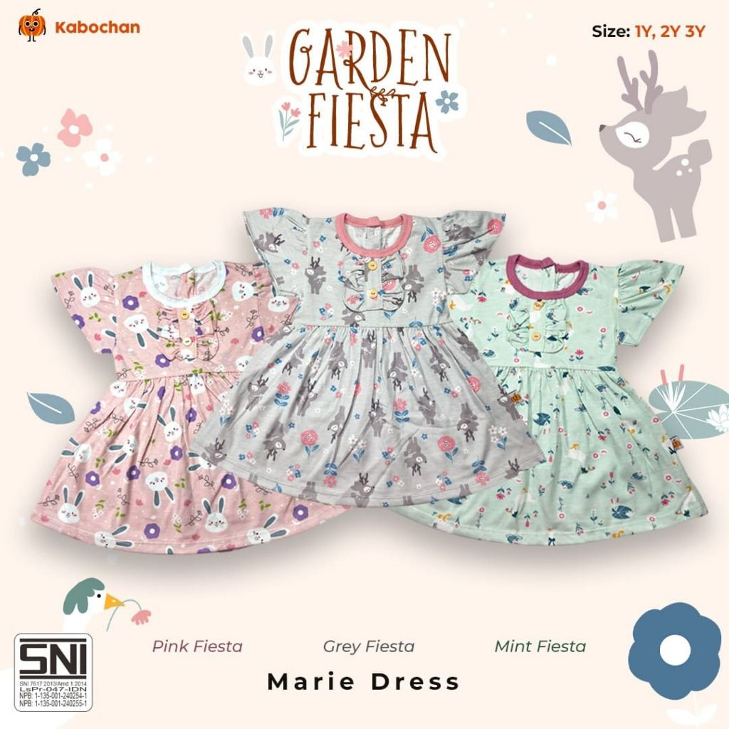 Jual 3PCS KIARA/MARIE DRESS KABOCHAN MOTIF // DRES ANAK KABOCHAN ...