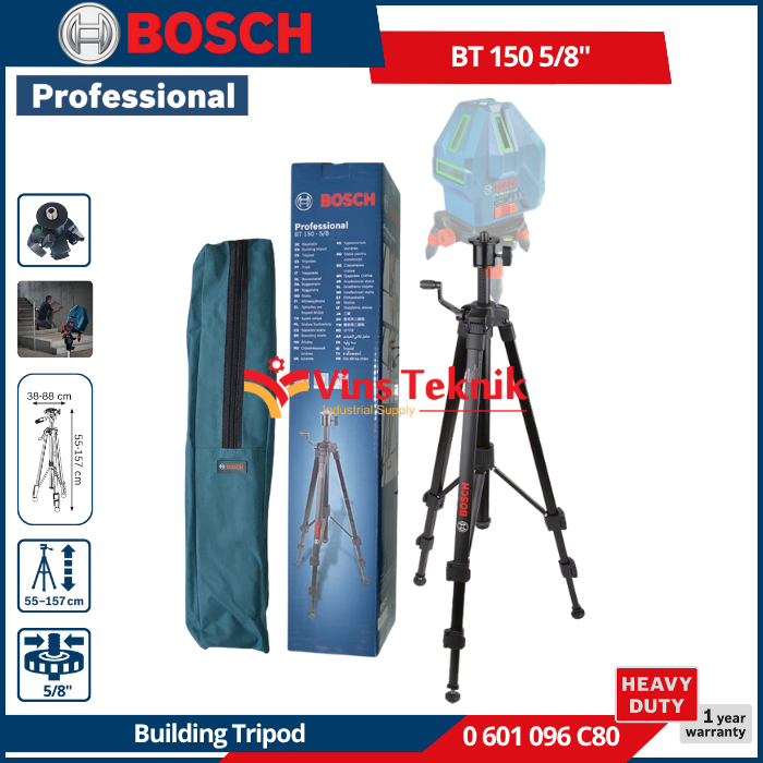 Jual Tripod Profesional Building Tripod BT 150 Dudukan Laser BOSCH ...