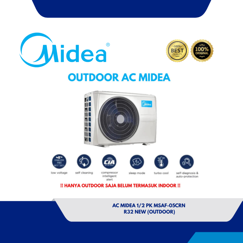 Jual AC MIDEA 1/2 PK MSAF-05CRN R32 NEW (OUTDOOR) | Shopee Indonesia