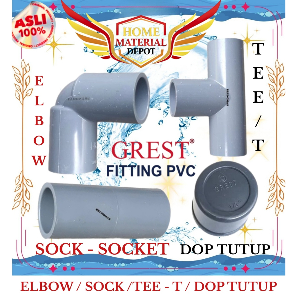 Jual Grest - ONDA Fitting Pipa Pvc Polos | Elbow - Keni 1/2 3/4 | Tee ...