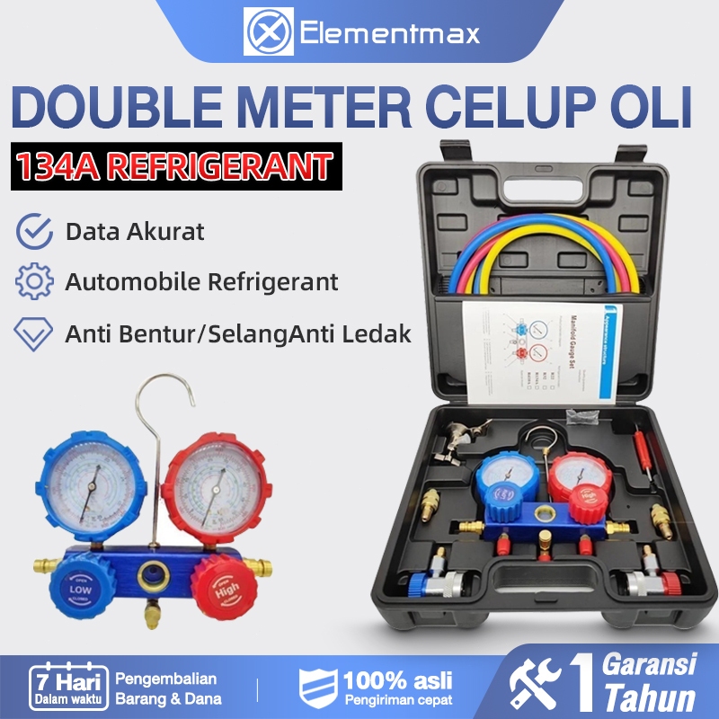 Jual Elementmax Paket Komplit Isi AC Mobil R134a Double Manifold ...