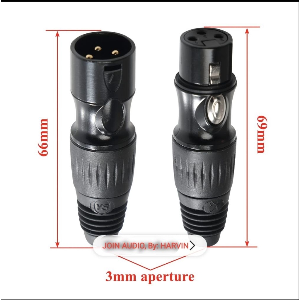 Jual Jack Canon Gold 3 Pin XLR Male / Female Audio Plug Connector for ...