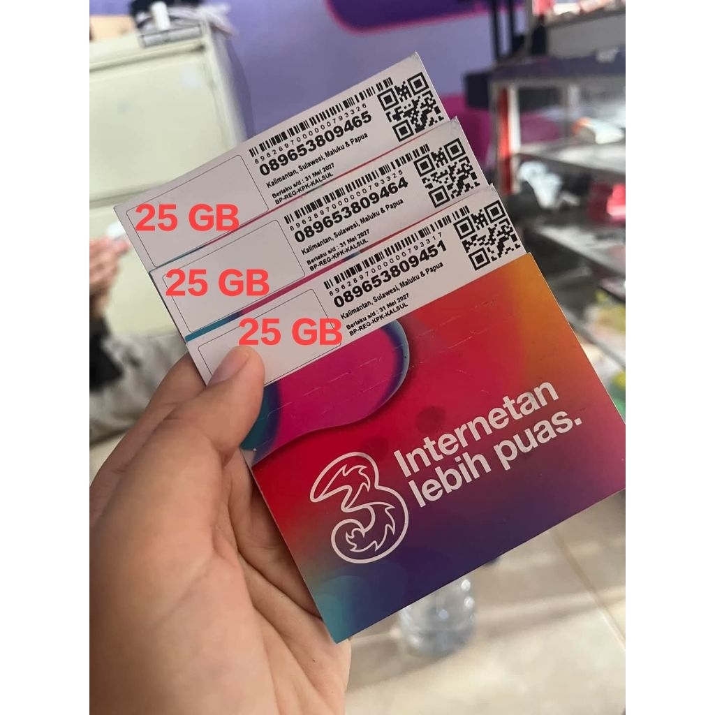Jual KARTU PERDANA TRI 25GB FULL 30HARI Bisa di Gunakan Seluruh Indonesia | Shopee Indonesia