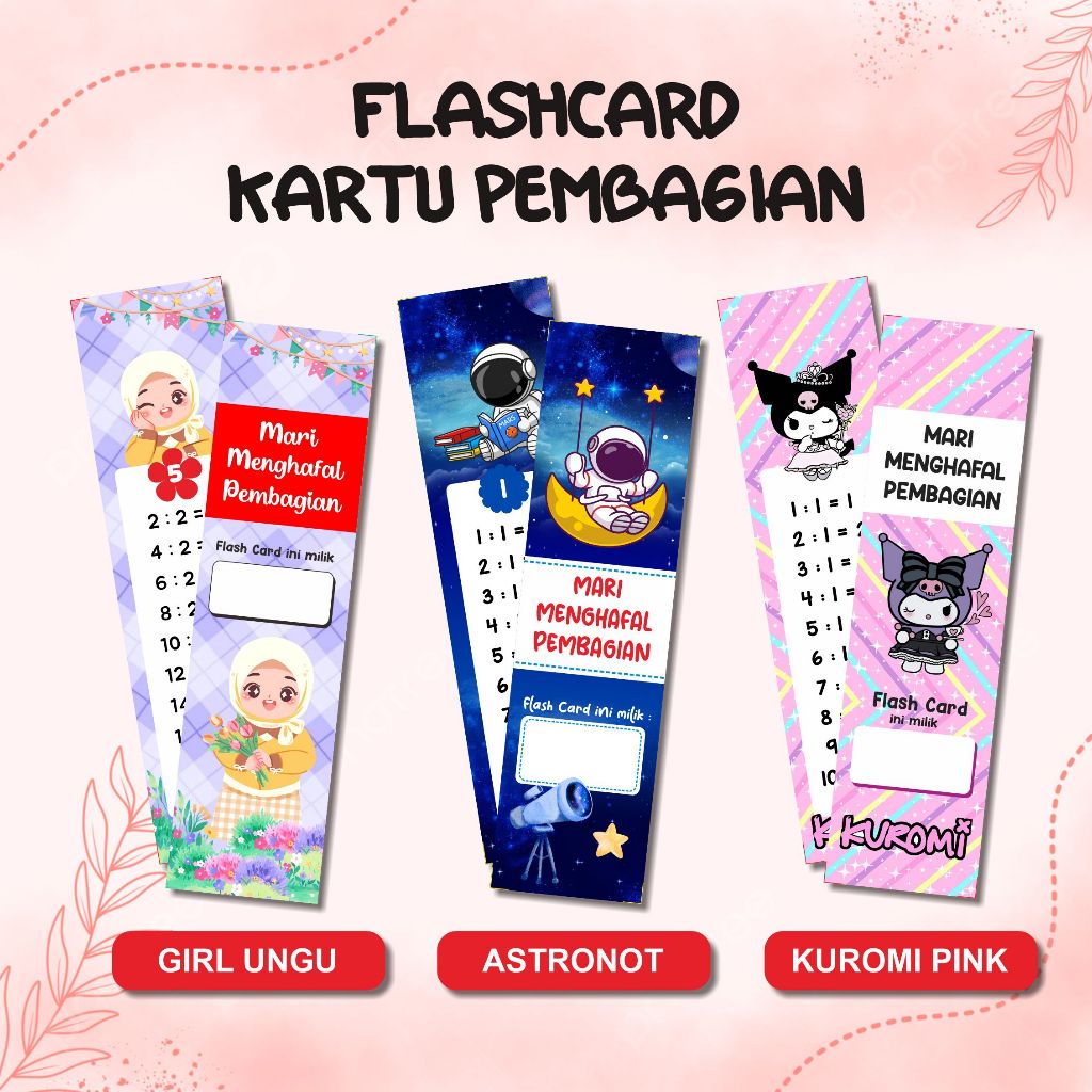 Jual Kartu Pembagian | Tabel Matematika Pembagian Anak SD | Flashcard ...