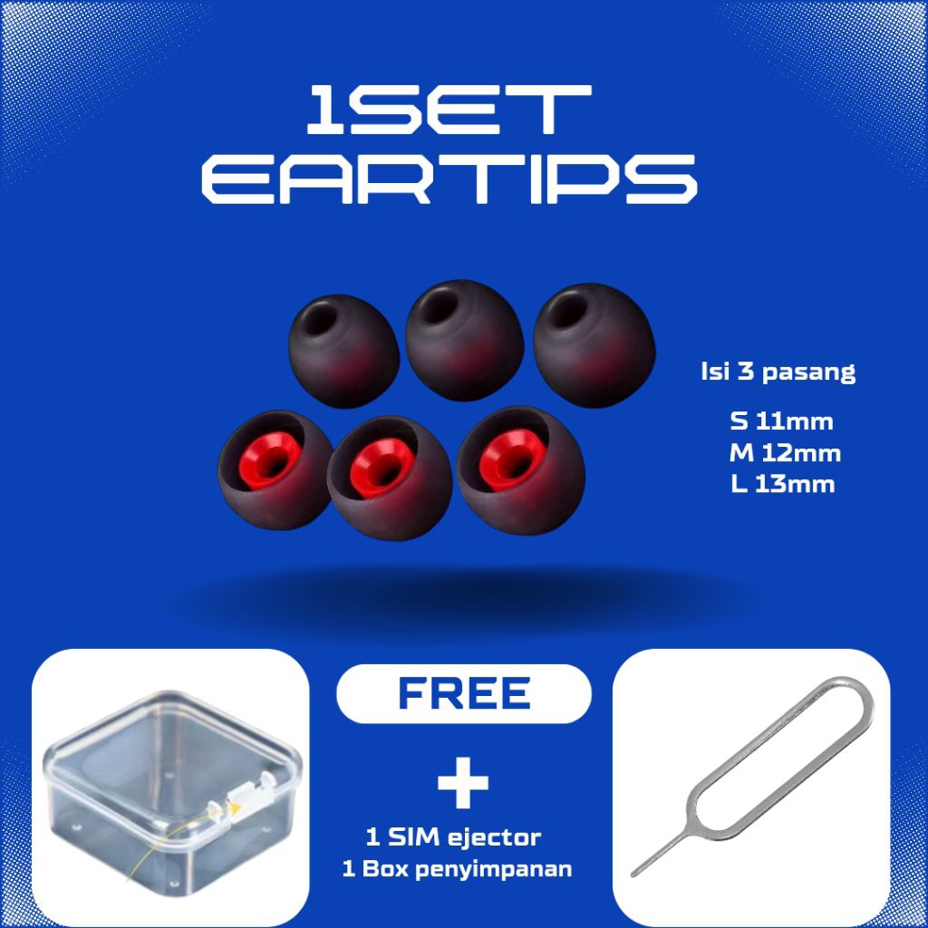 Jual EARTIPS KARET HEADSET SILIKON 3UKURAN ISI 3PASANG ORI SOFT EARBUDS ...