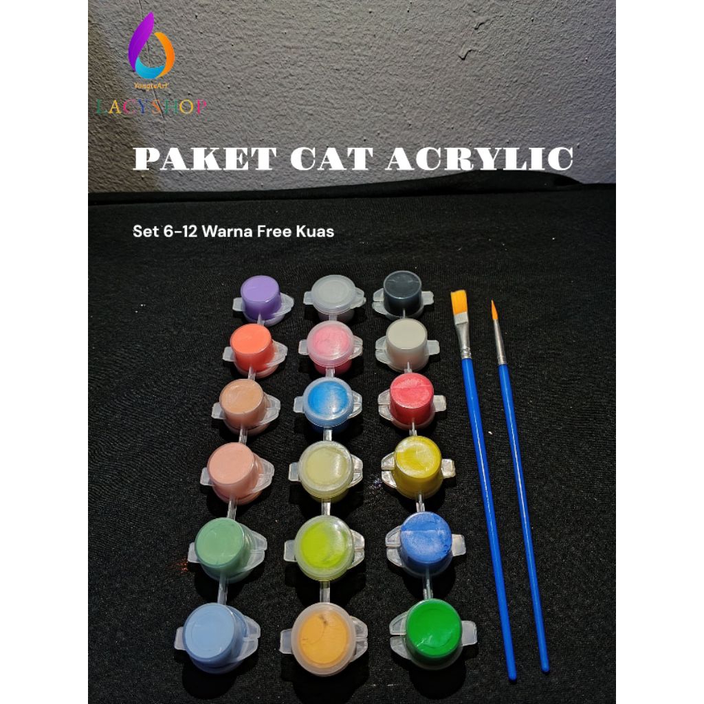 Jual Cat Lukis Acrylic | Acrylic Paint Set 6-18 Warna Free Kuas ...