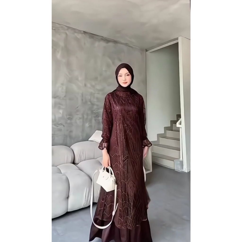 Jual Dress Alea Kekinian dengan Model Elegan Bahan Slik Mix Burkat Yang ...