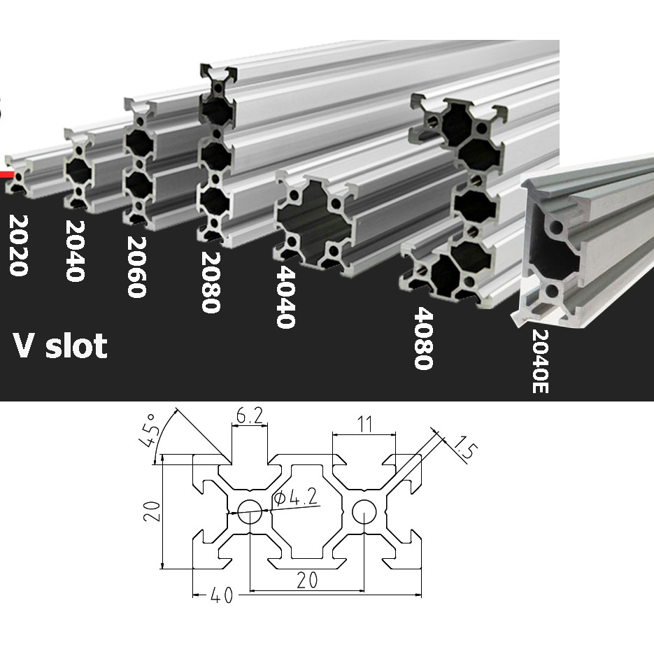 Jual aluminium profile v slot 2020/ 2040/ 2040 E 2060/ 2080/ 4040/ C ...
