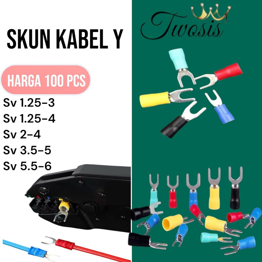 Jual 100 PCS SEKUN KABEL Y,SKUN SV,SKUN Y,SKUN KABEL UKURAN Sv 1.25-3 ...