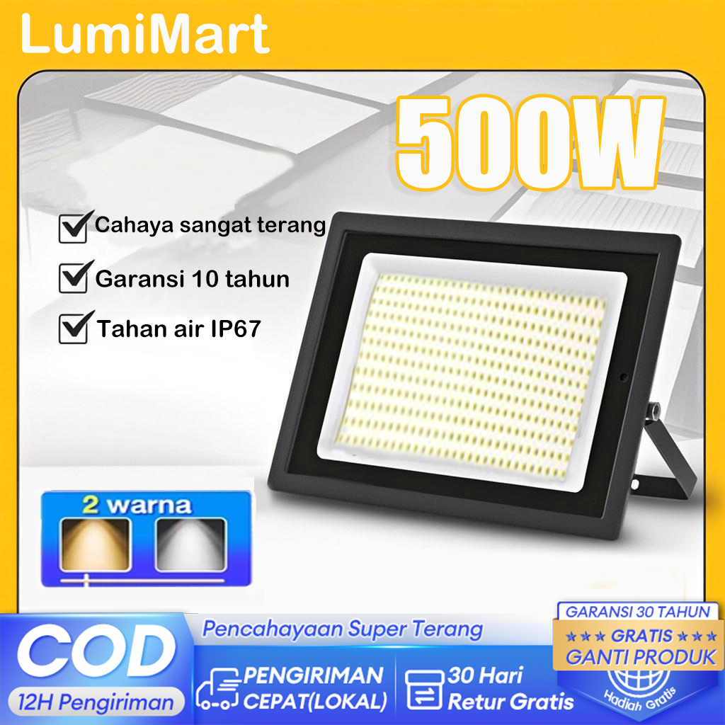 Jual lampu sorot LED 500W tembak tahan air luar ruangan Ready Stock panggung flood light putih ...