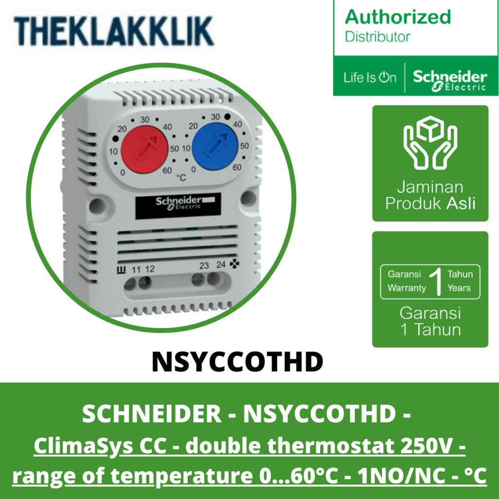 Jual SCHNEIDER - NSYCCOTHD - ClimaSys CC - double thermostat 250V ...